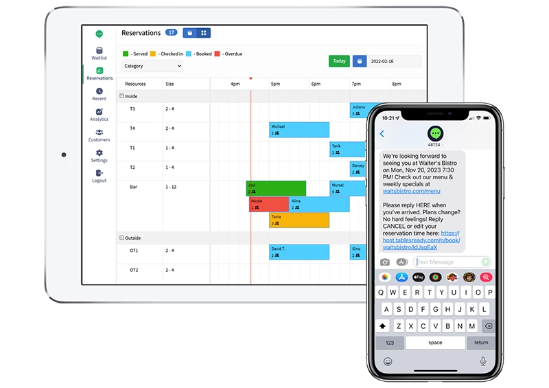 Appointments & Reservations Waitlist Features | TablesReady
